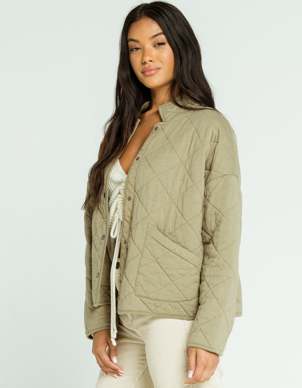 WEST OF MELROSE All The Feels Womens Olive Quilted Jacket - OLIVE | Tillys