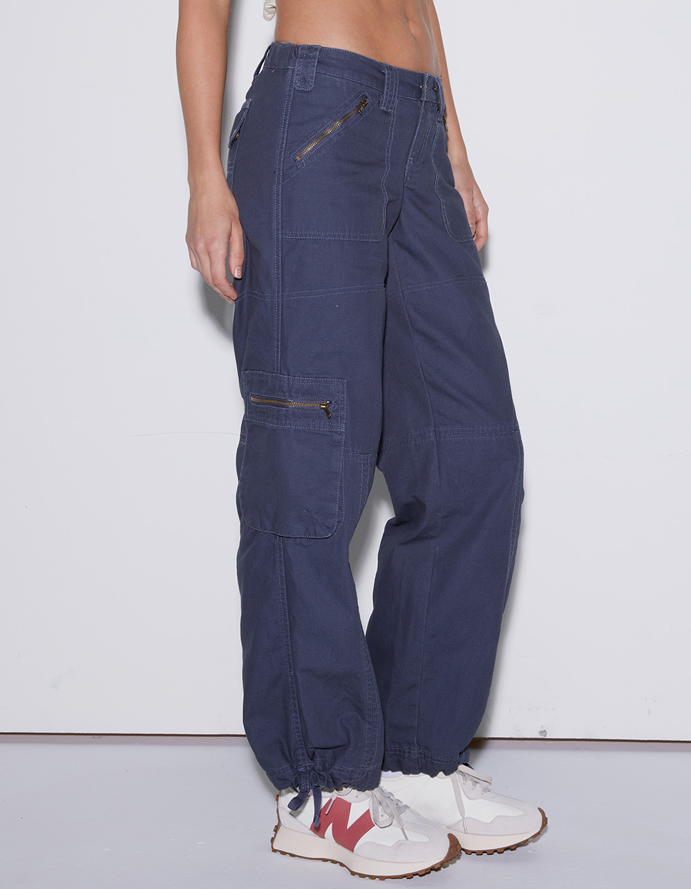 RSQ Womens Low Rise Overdye Cargo Zipper Pants - FADED NAVY | Tillys