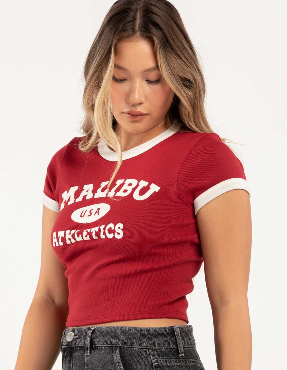 RSQ Malibu Womens Ringer Tee - BURGUNDY | Tillys