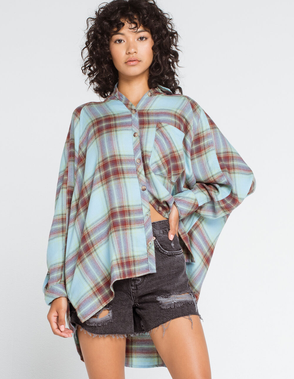 BDG Urban Outfitters Brendan Drapey Womens Flannel Shirt - BLUE COMBO ...