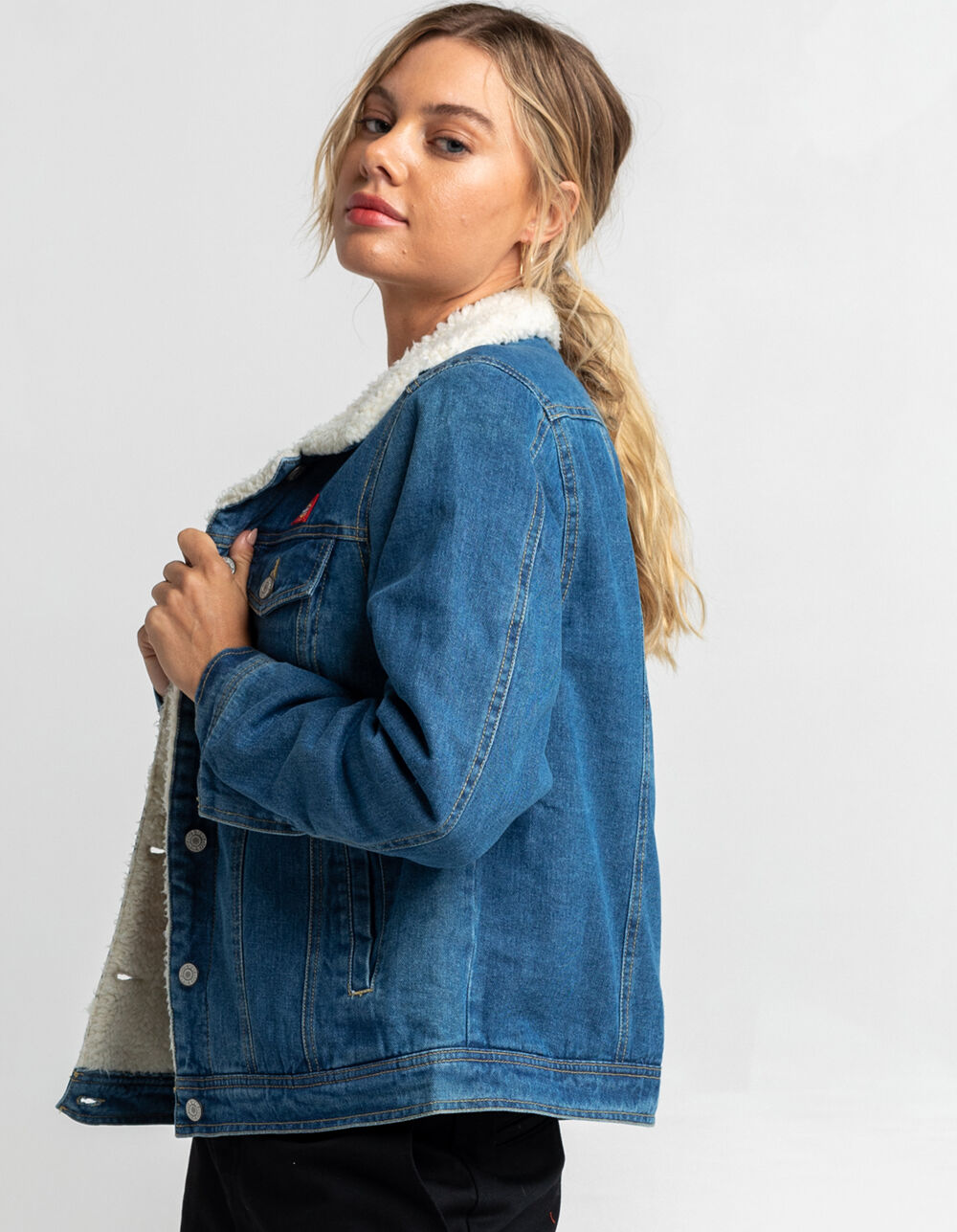 DICKIES Womens Sherpa Line Jean Jacket - DENIM | Tillys
