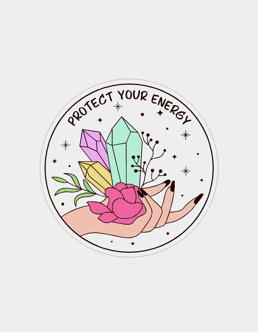 STICKER CABANA Protect Your Energy Circle Sticker - MULTI | Tillys