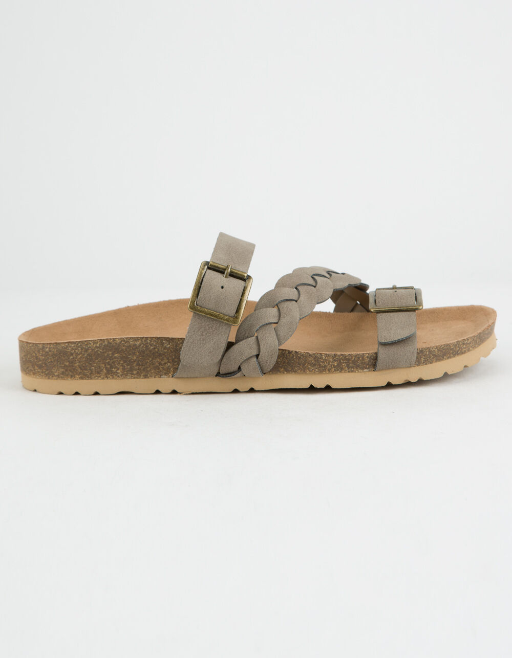 SODA Braided Strap Buckle Taupe Womens Sandals - TAUPE | Tillys