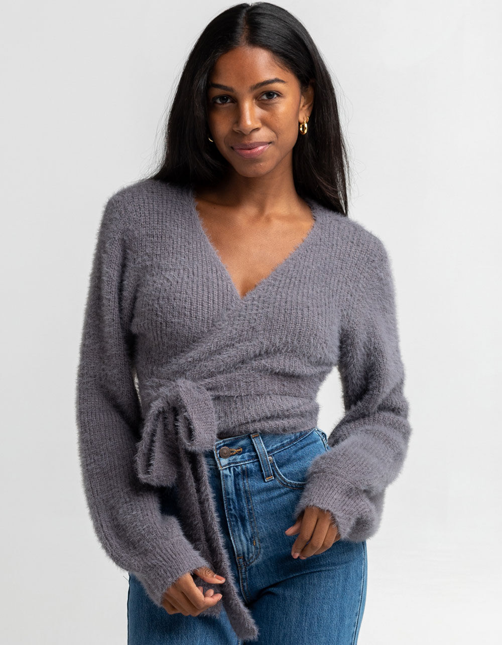 WEST OF MELROSE Blink Of An Eye Womens Wrap Sweater - DARK GREEN | Tillys