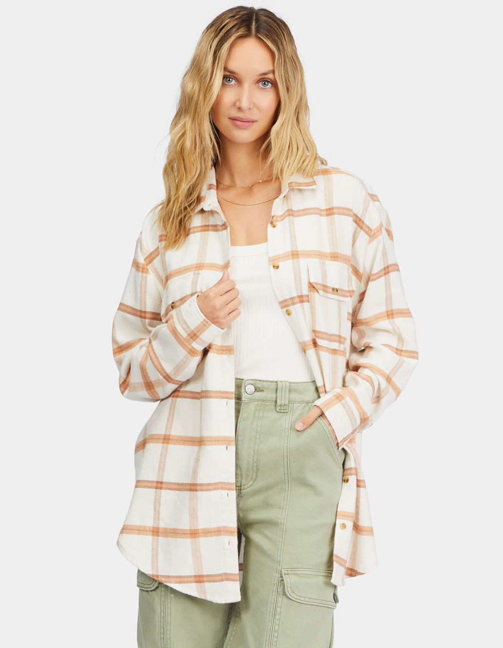 BILLABONG So Stoked Womens Oversized Flannel - WHITE COMBO | Tillys