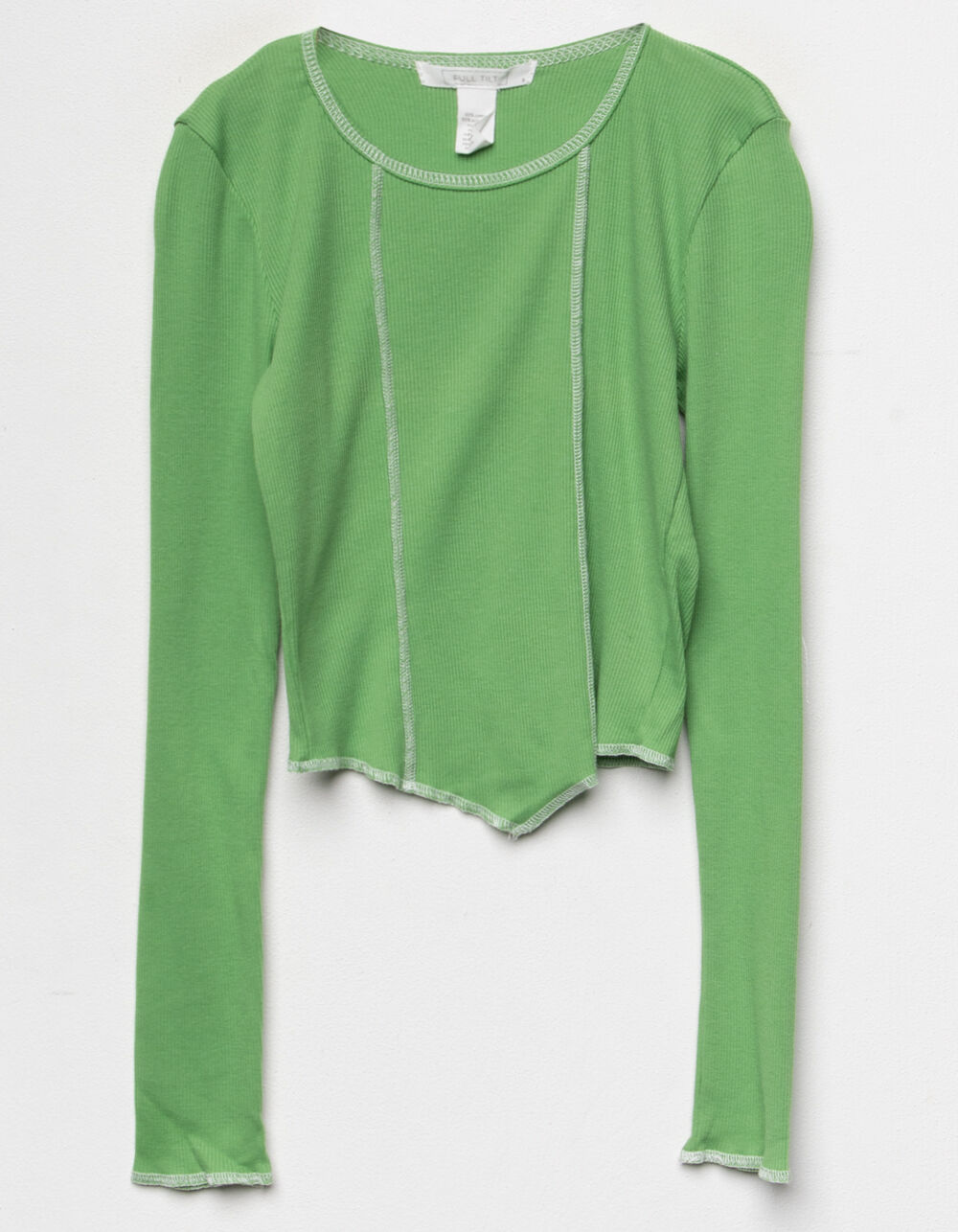 FULL TILT Exposed Seam Girls Hanky Top - GREEN | Tillys