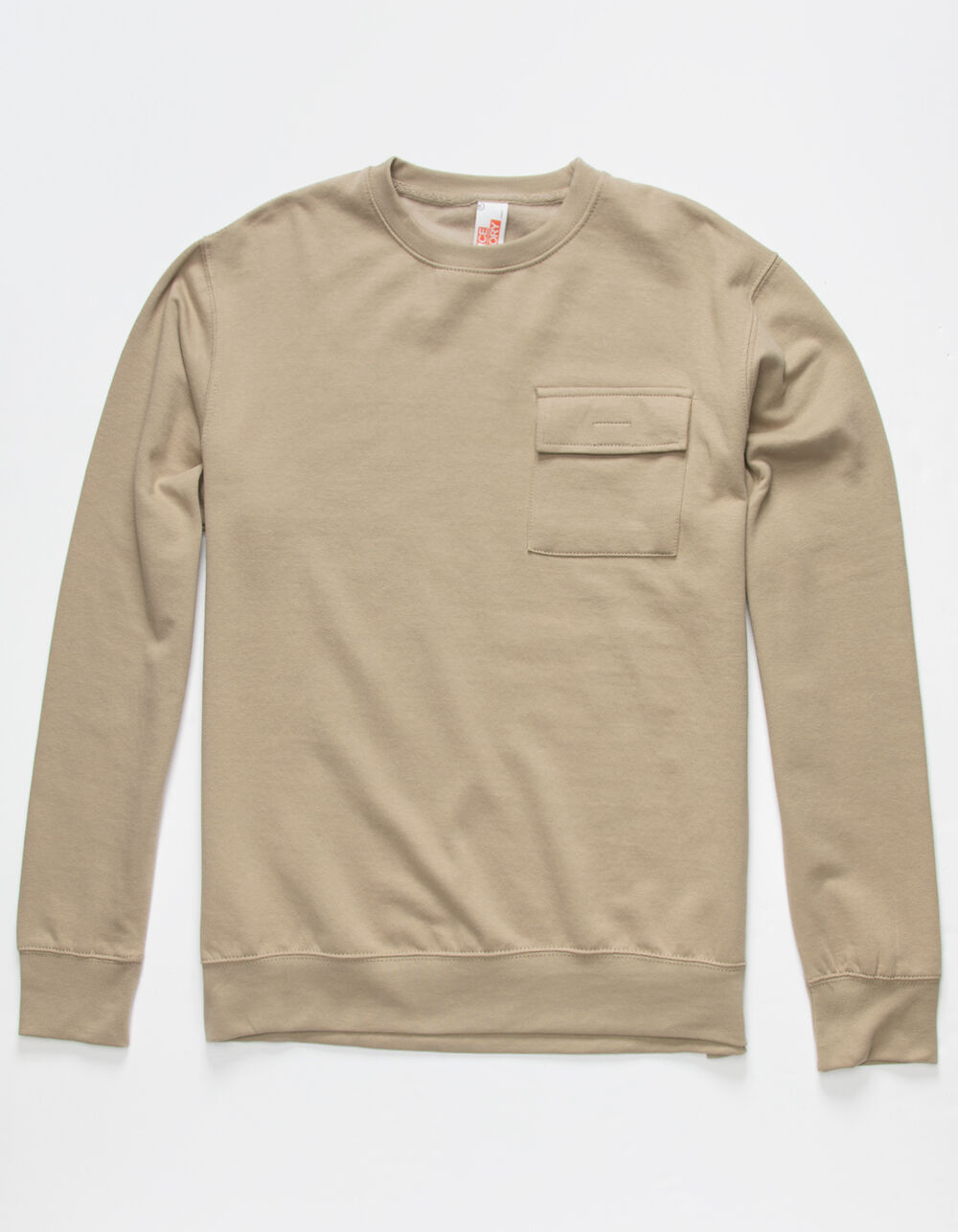 FLEECE FACTORY Solid Mens Pocket Crew Neck Sweatshirt - BEIGE | Tillys