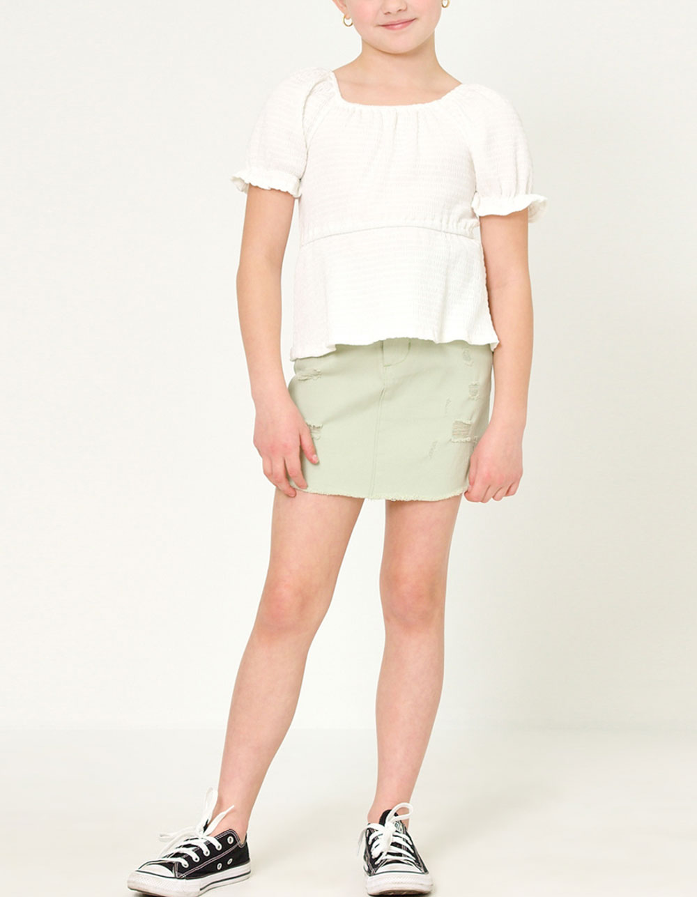 HAYDEN Texture Cinch Girls Babydoll Top - OFF WHITE | Tillys