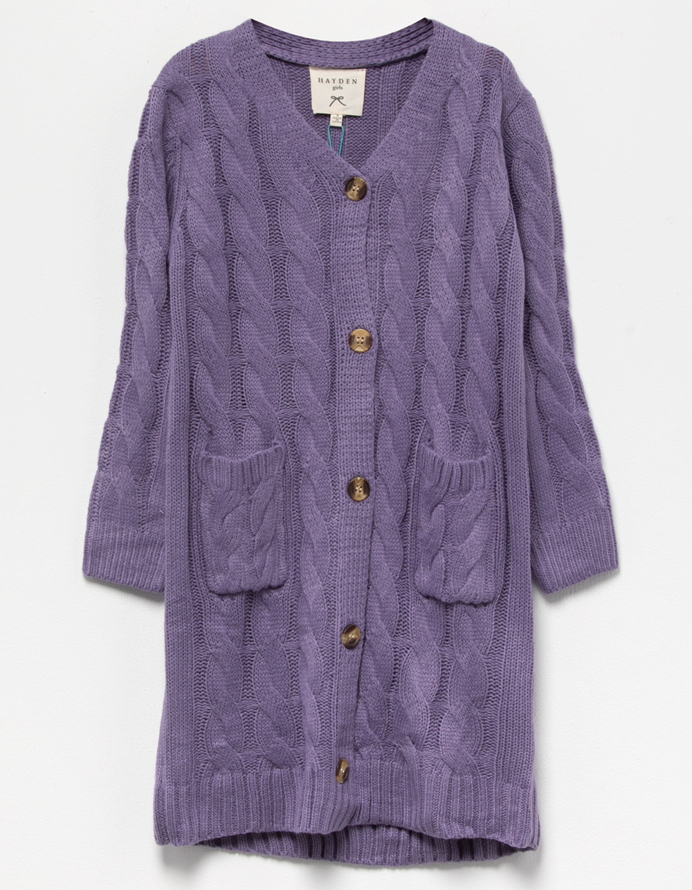 HAYDEN Girls Cable Oversized Cardigan - LAVENDAR | Tillys