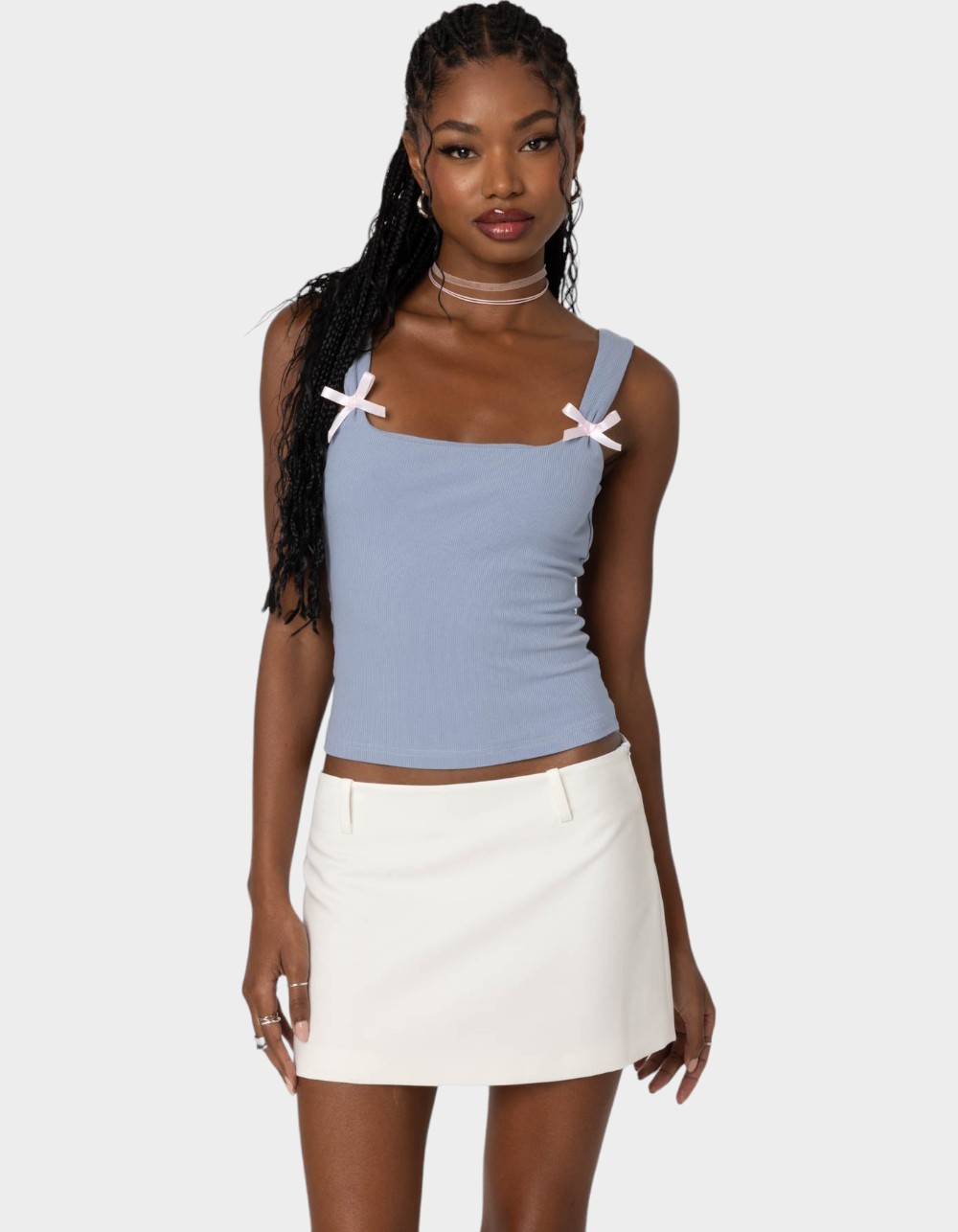 EDIKTED Lola Ribbed Tank Top - BLUE | Tillys
