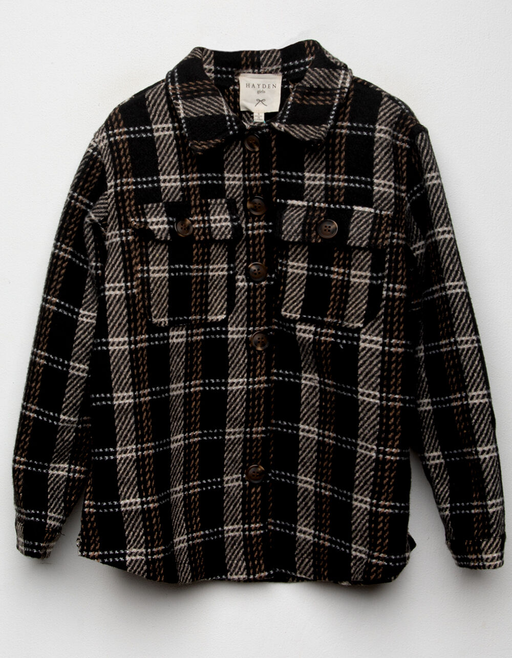 HAYDEN Girls Plaid Shacket - BLACK COMBO | Tillys
