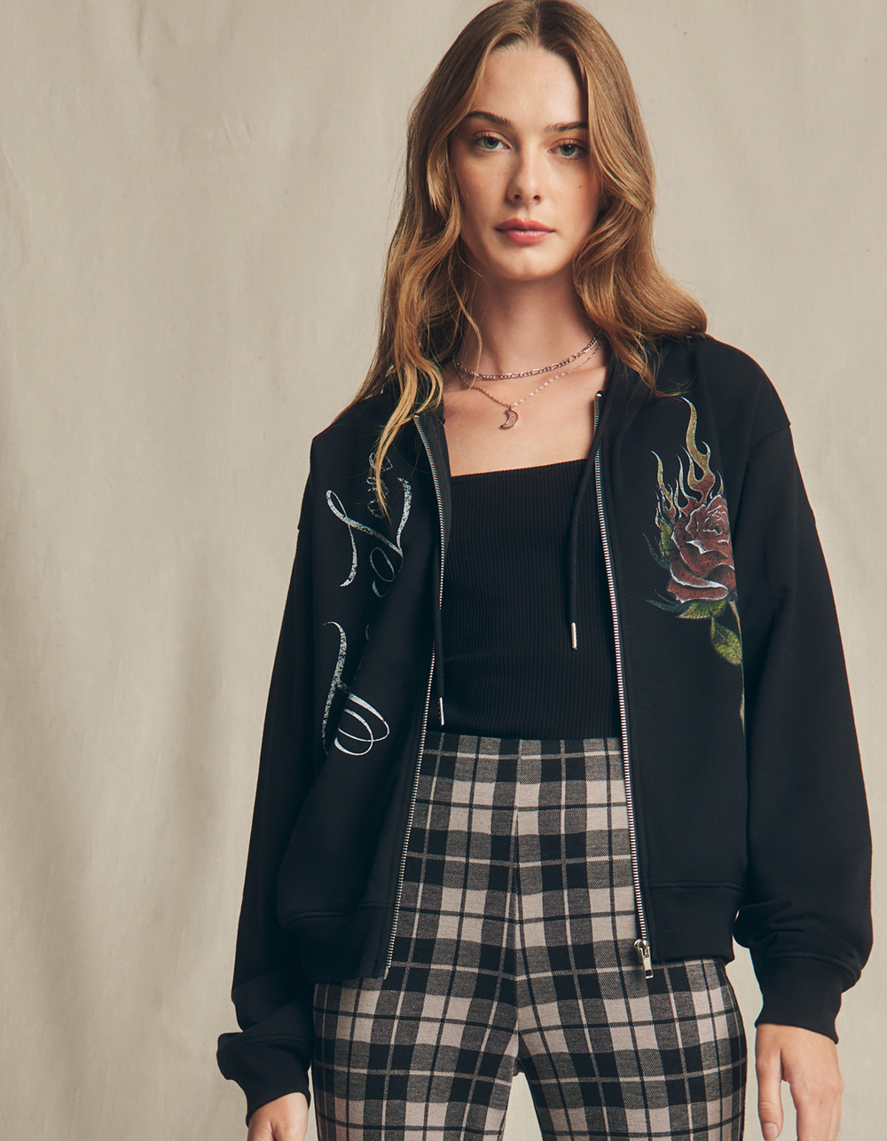 FULL TILT True Love Womens Zip-Up Crop Hoodie - BLACK | Tillys