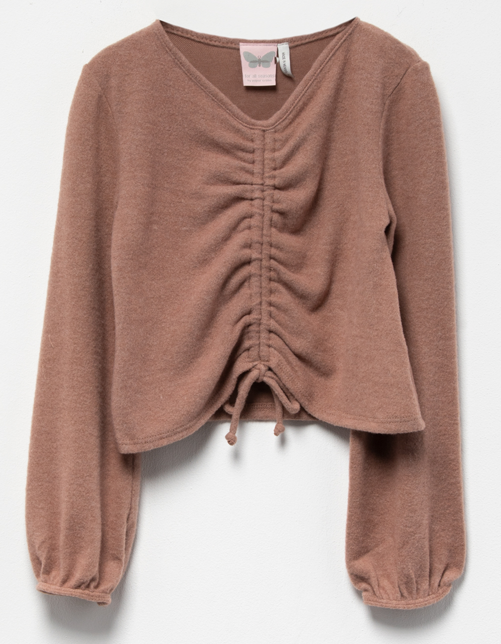 FOR ALL SEASONS Ruched Front Girls Top - MOCHA | Tillys