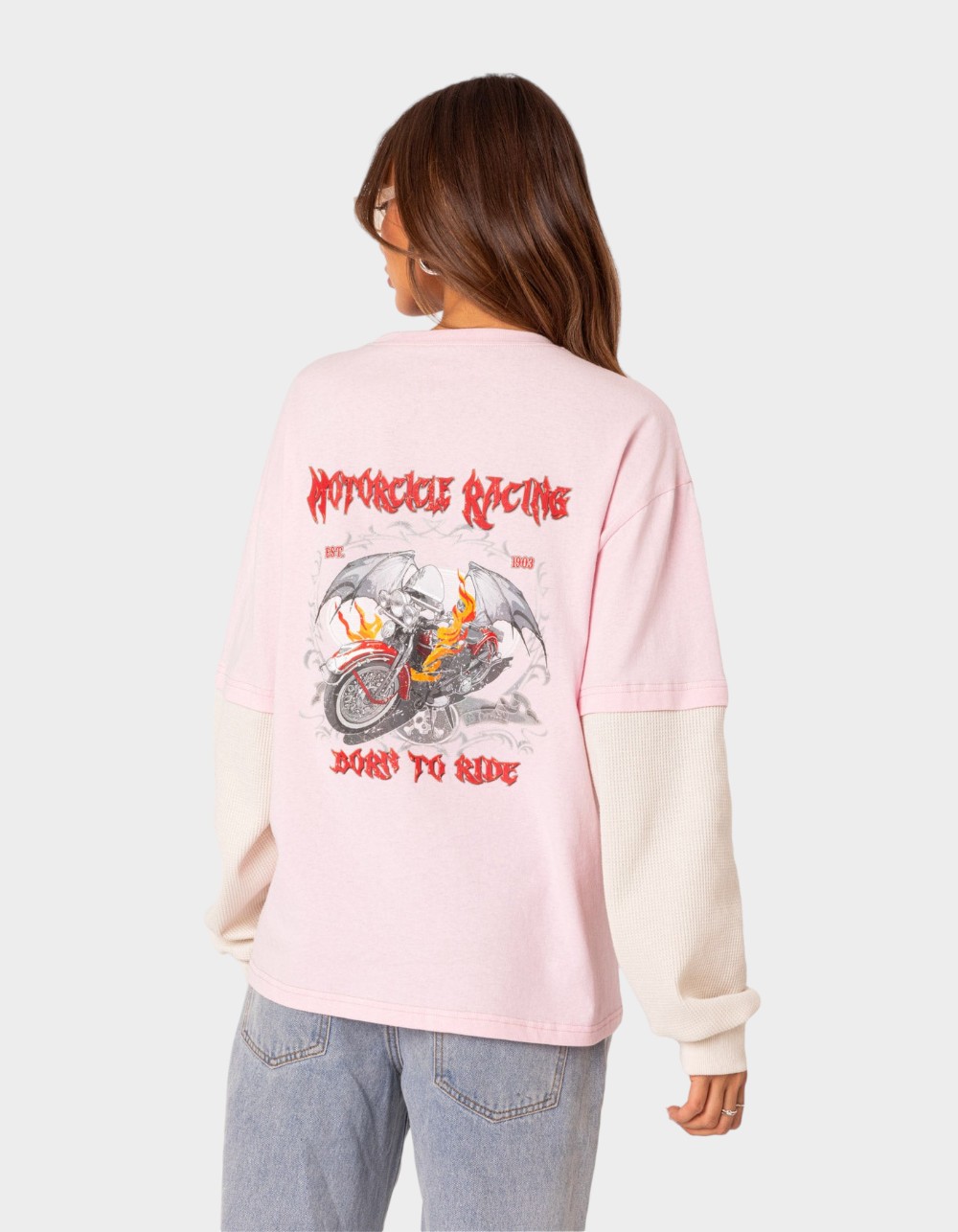 EDIKTED Racing Oversized Layered Tee - LIGHT PINK | Tillys