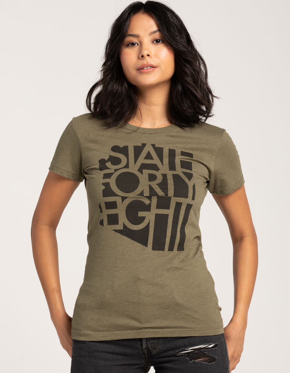 STATE FORTY EIGHT Classic Crew Neck Womens Tee - ARMY | Tillys