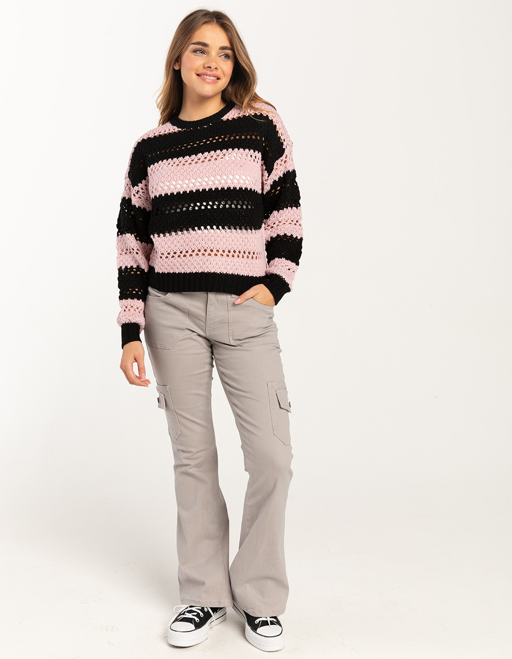 RSQ Womens Low Rise Cargo Flare Pants - LIGHT GRAY | Tillys