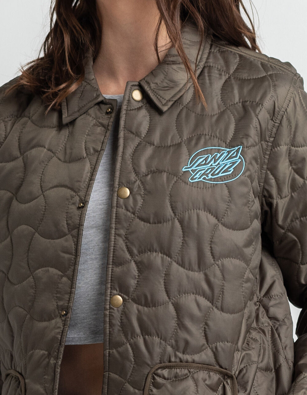 SANTA CRUZ Oval Line Dot Quilted Jacket - OLIVE | Tillys