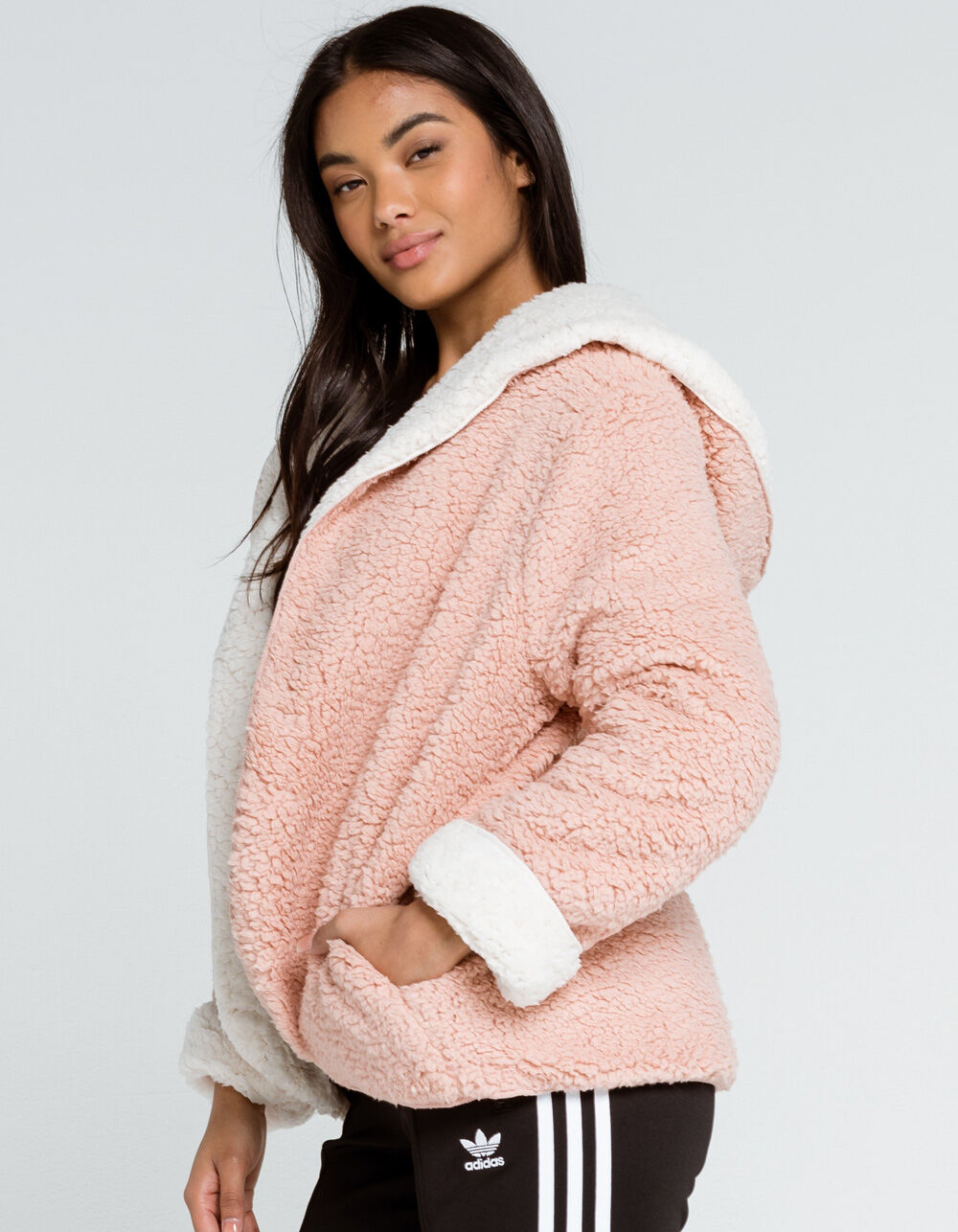 FULL TILT Reversible Sherpa Womens Pink Hooded Jacket - PINK | Tillys