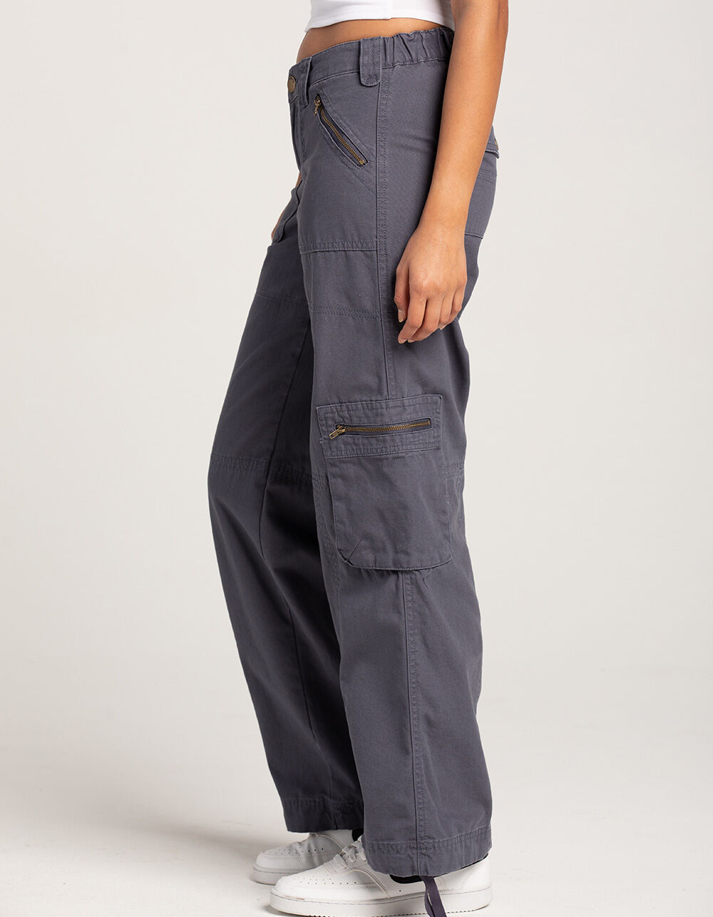 RSQ Womens Low Rise Overdye Cargo Zipper Pants - FADED NAVY | Tillys