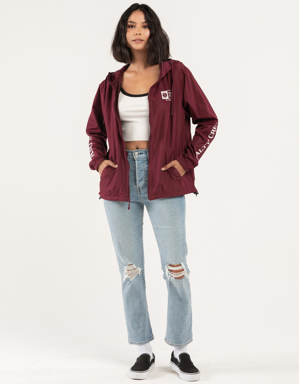 SALTY CREW Alpha Womens Windbreaker - MAROON | Tillys
