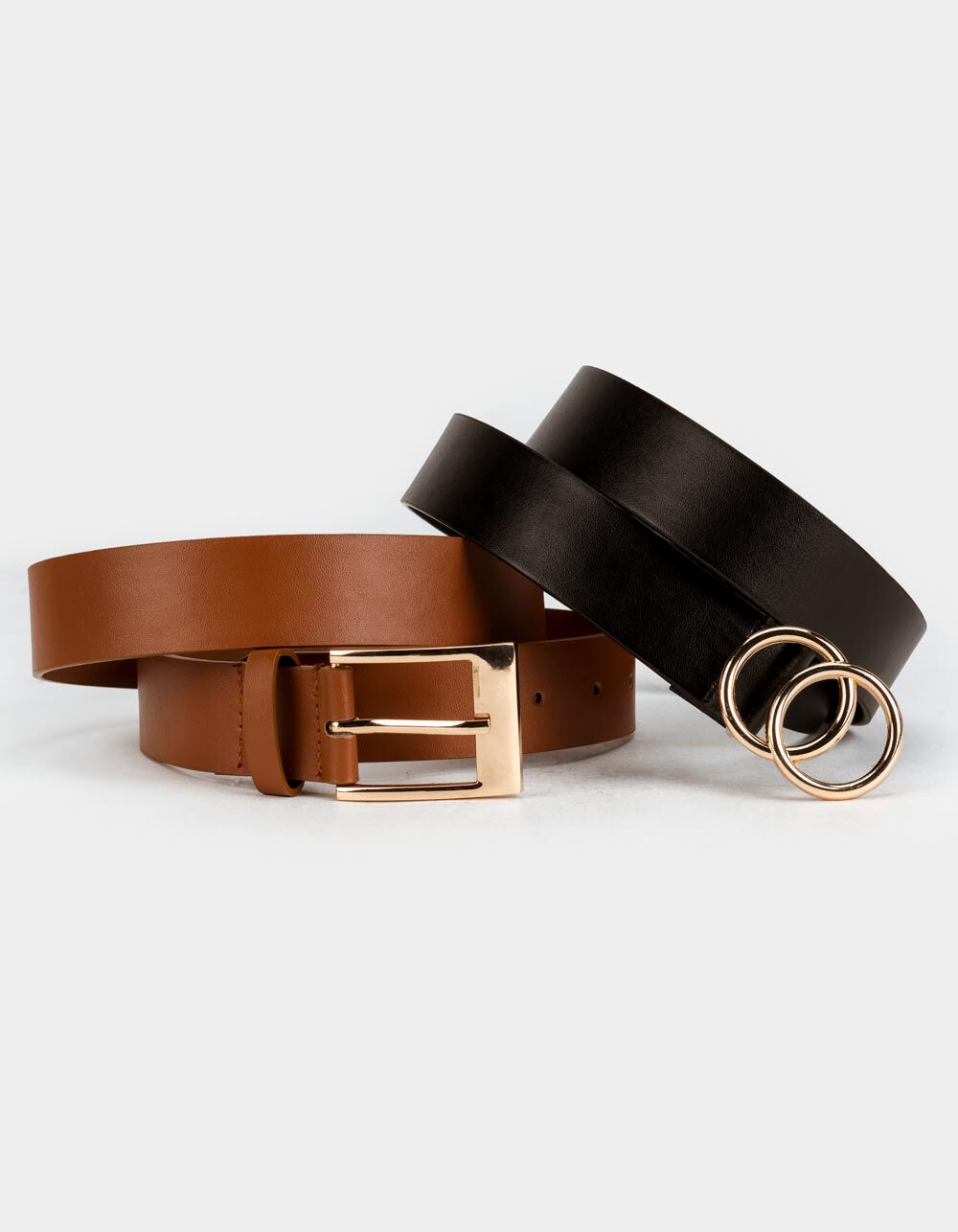 2 Pack Ring & Square Buckle Belts - BLACK/BROWN | Tillys