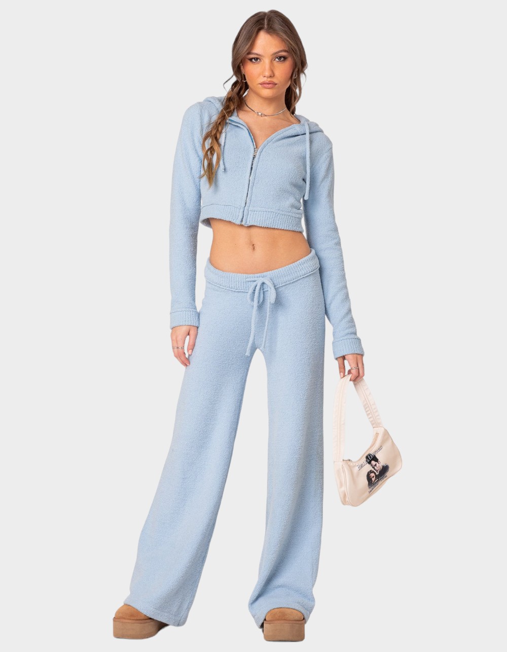 EDIKTED Plush Super Soft Knit Pants - BLUE | Tillys