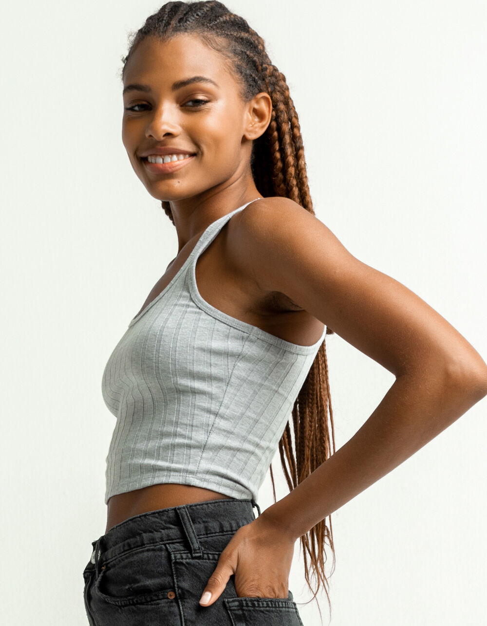 BOZZOLO Wide Rib Womens Heather Gray Cami - HEATHER GRAY | Tillys