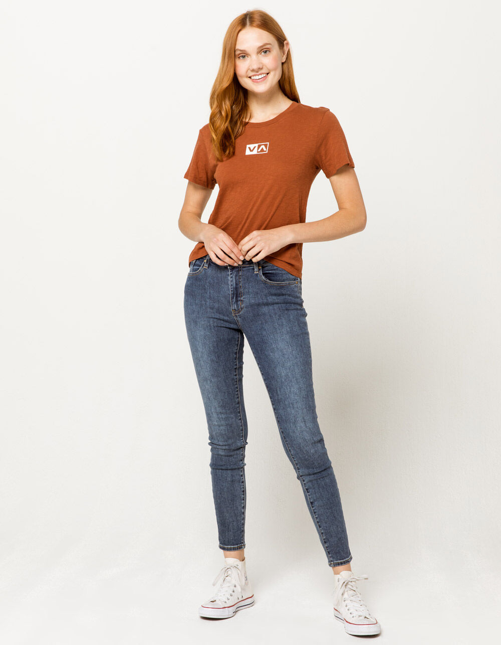 RVCA Stacked Rust Womens Baby Tee - RUST | Tillys