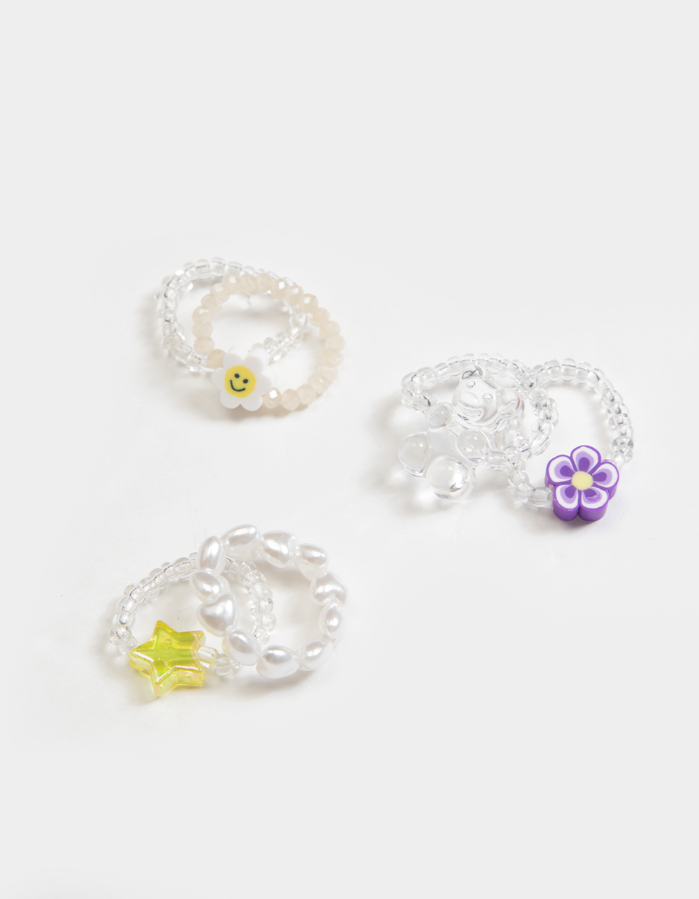 FULL TILT 6 Piece Pearl Bead Novelty Rings - WHITE | Tillys