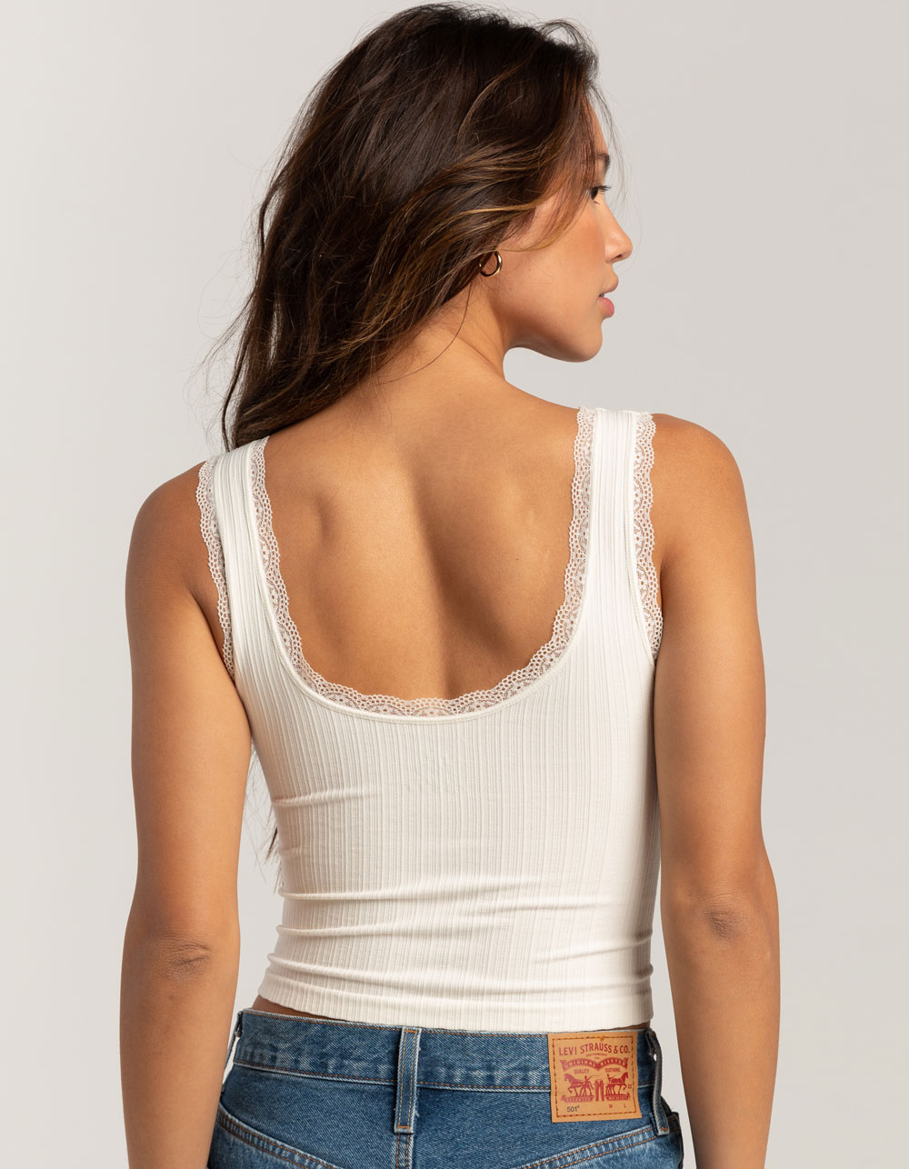 FULL TILT Seamless Lace Trim Womens Tank Top - OFF WHITE | Tillys