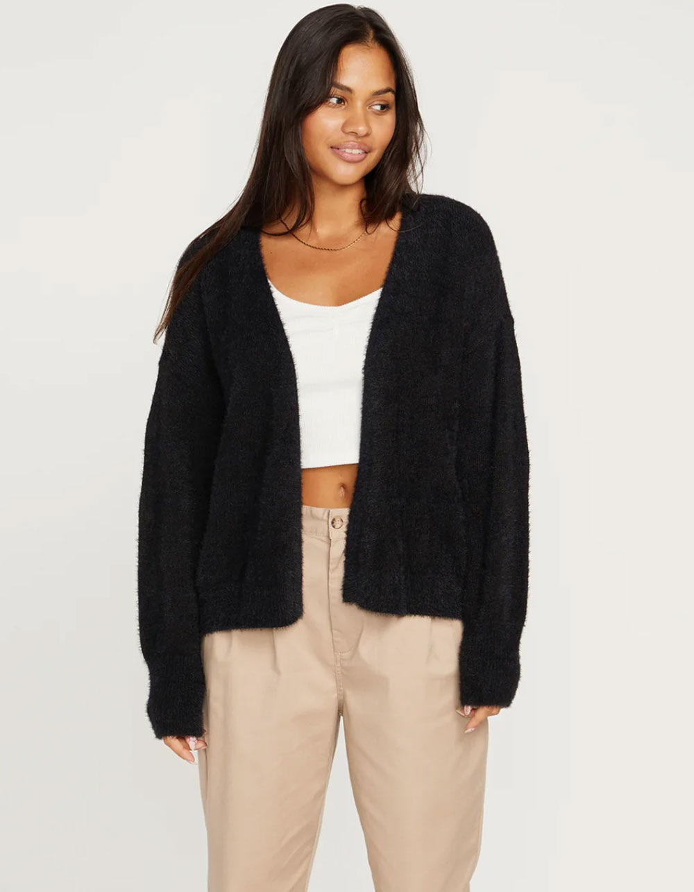 VOLCOM Lived In Lounge Throw Womens Cardigan - BLACK | Tillys