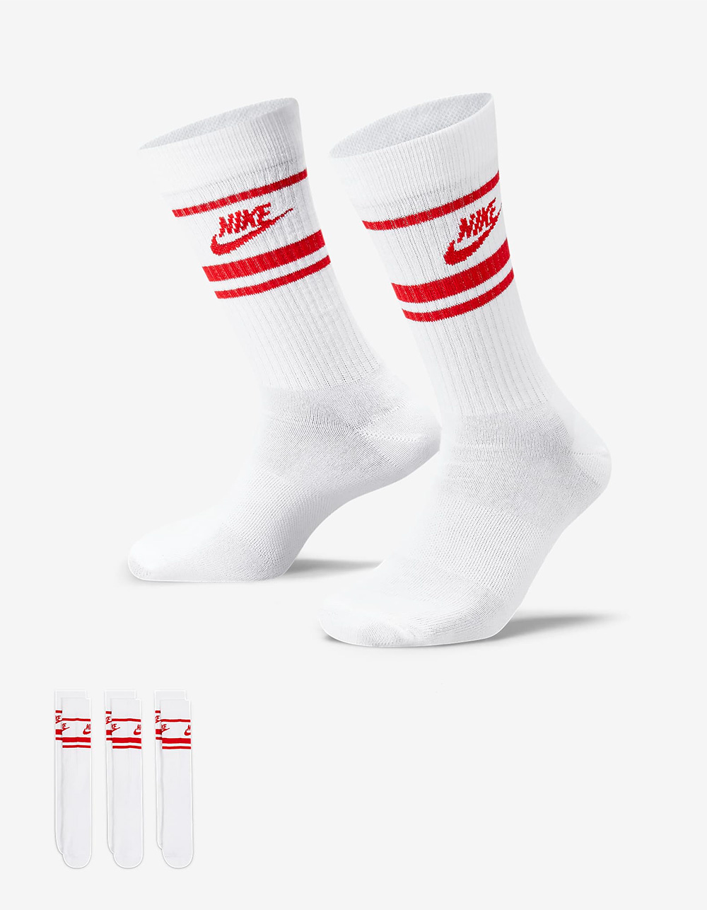NIKE Sportswear Dri-FIT Everyday Essential 3 Pack Mens Crew Socks - WHT ...