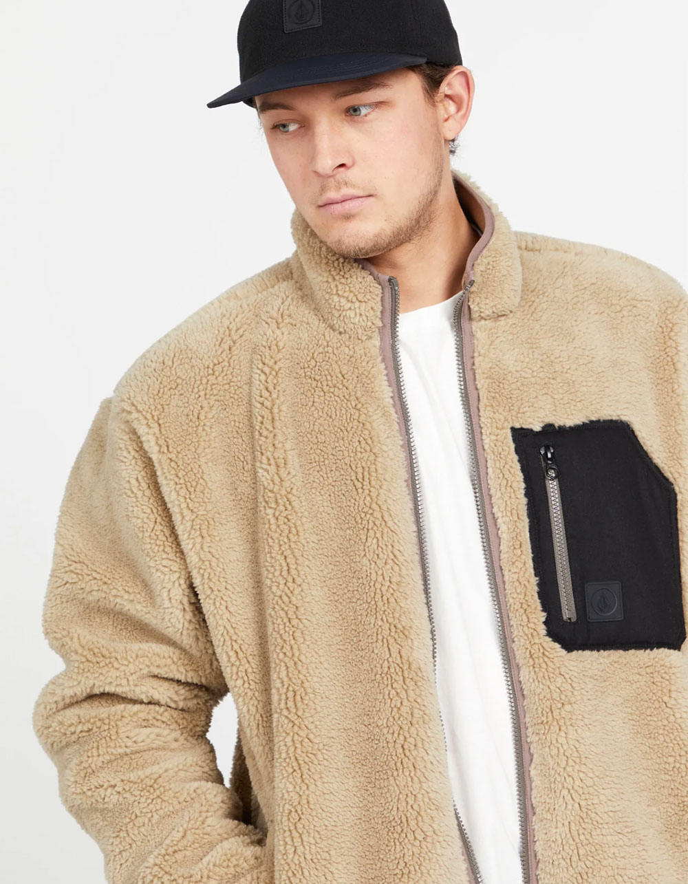 VOLCOM Muzzer Fuzzar Mens Fleece Zip-Up Jacket - KHAKI | Tillys
