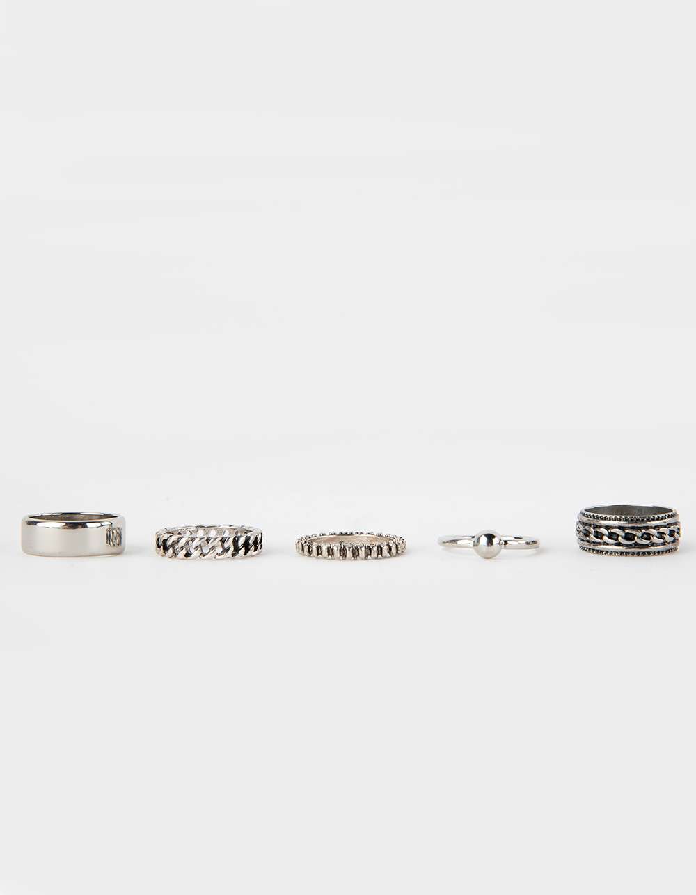 RSQ 5 Pack Textured Ring Set - SILVER | Tillys