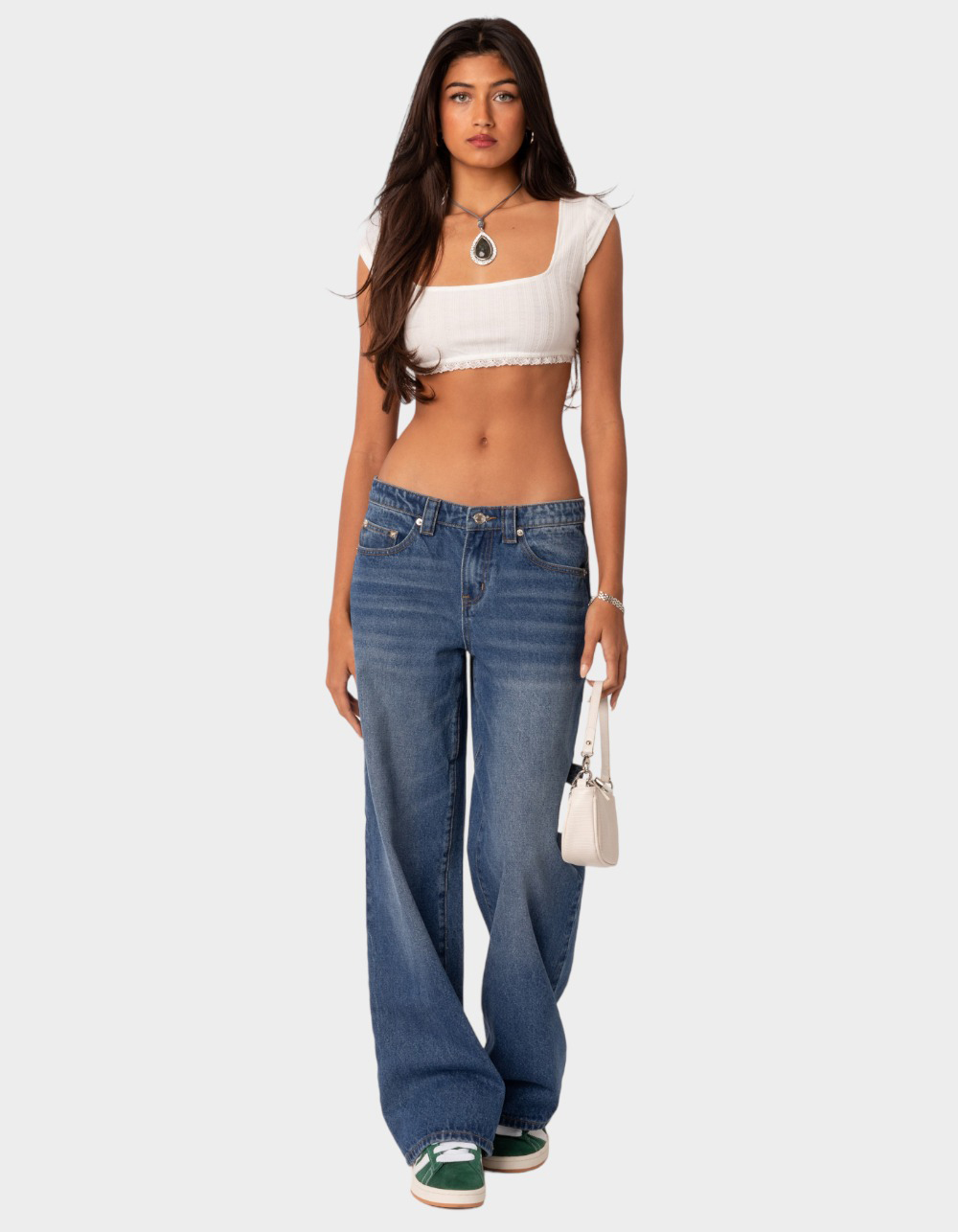 EDIKTED Carpenter Low-Rise Womens Jeans - BLUE | Tillys