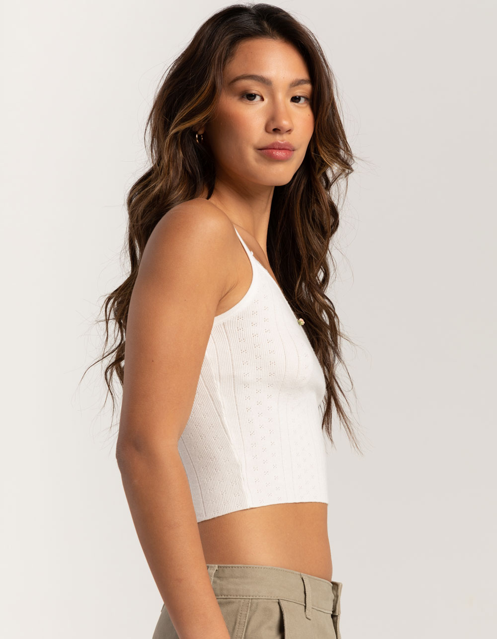 RSQ Womens Pointelle Lace Trim Cami - WHITE | Tillys