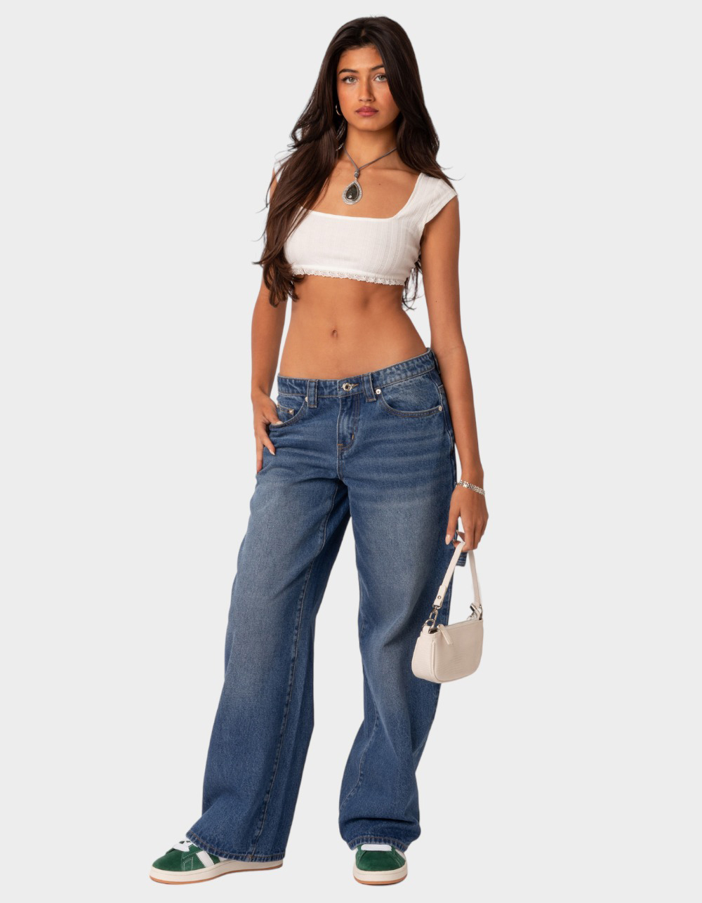 EDIKTED Carpenter Low-Rise Womens Jeans - BLUE | Tillys