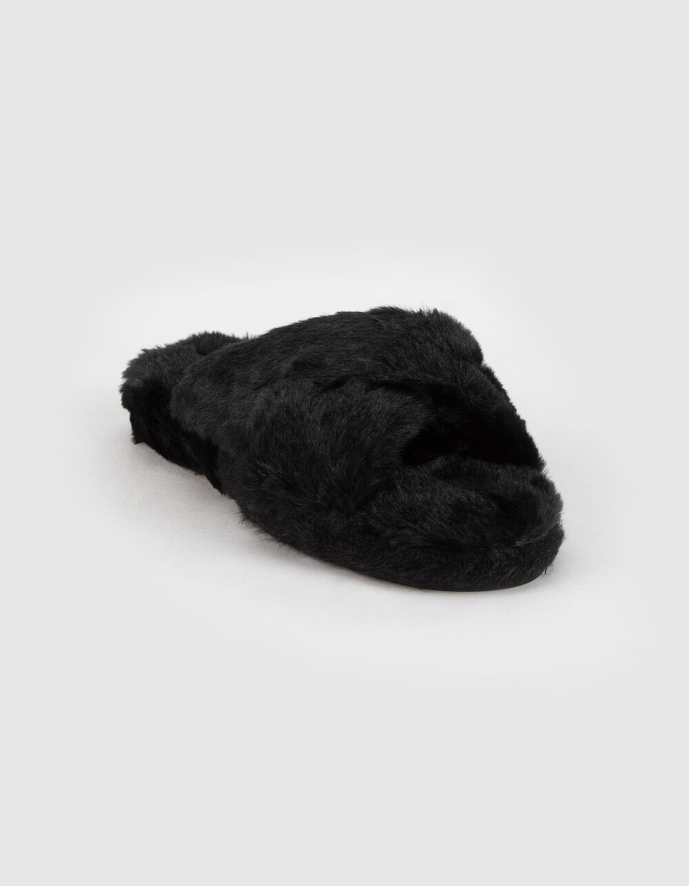 QUPID Faux Fur Cross Womens Slippers - BLACK | Tillys