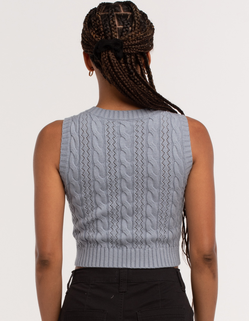 FULL TILT Cable Pointelle Womens Vest - LIGHT BLUE | Tillys