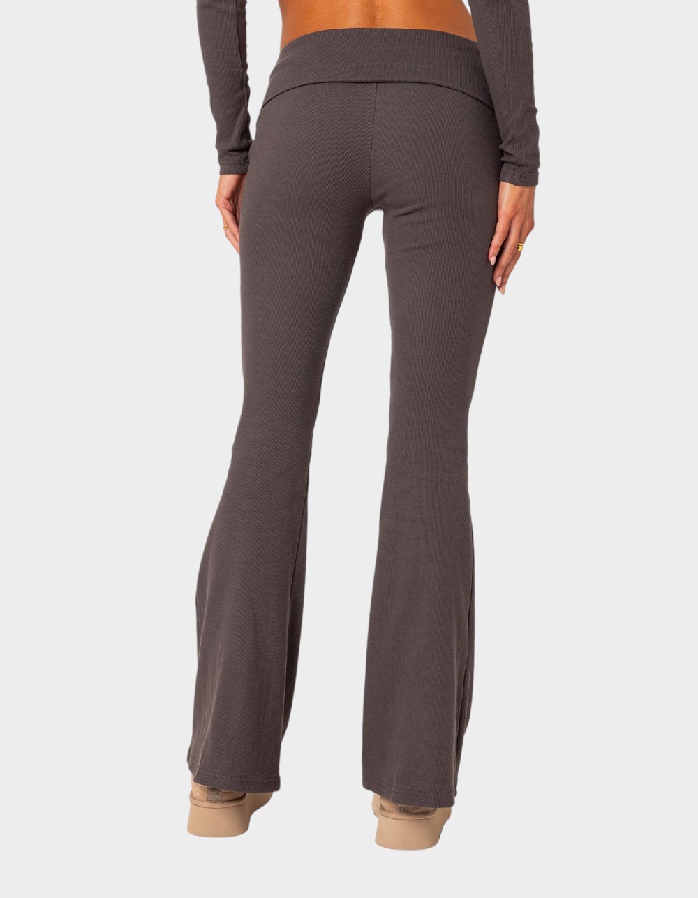 EDIKTED Coffee Break Ribbed Flared Leggings - GRAY | Tillys