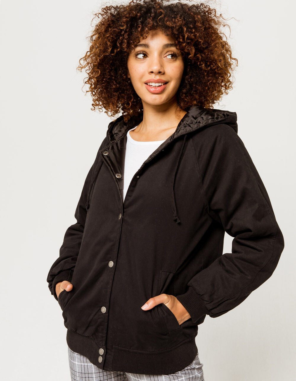 FULL TILT Oversized Twill Womens Bomber Jacket - BLACK | Tillys
