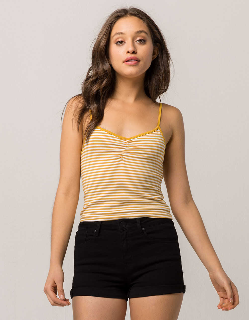GOOD LUCK GEM Cinch Stripe Womens Mustard Crop Cami - MUSTARD | Tillys