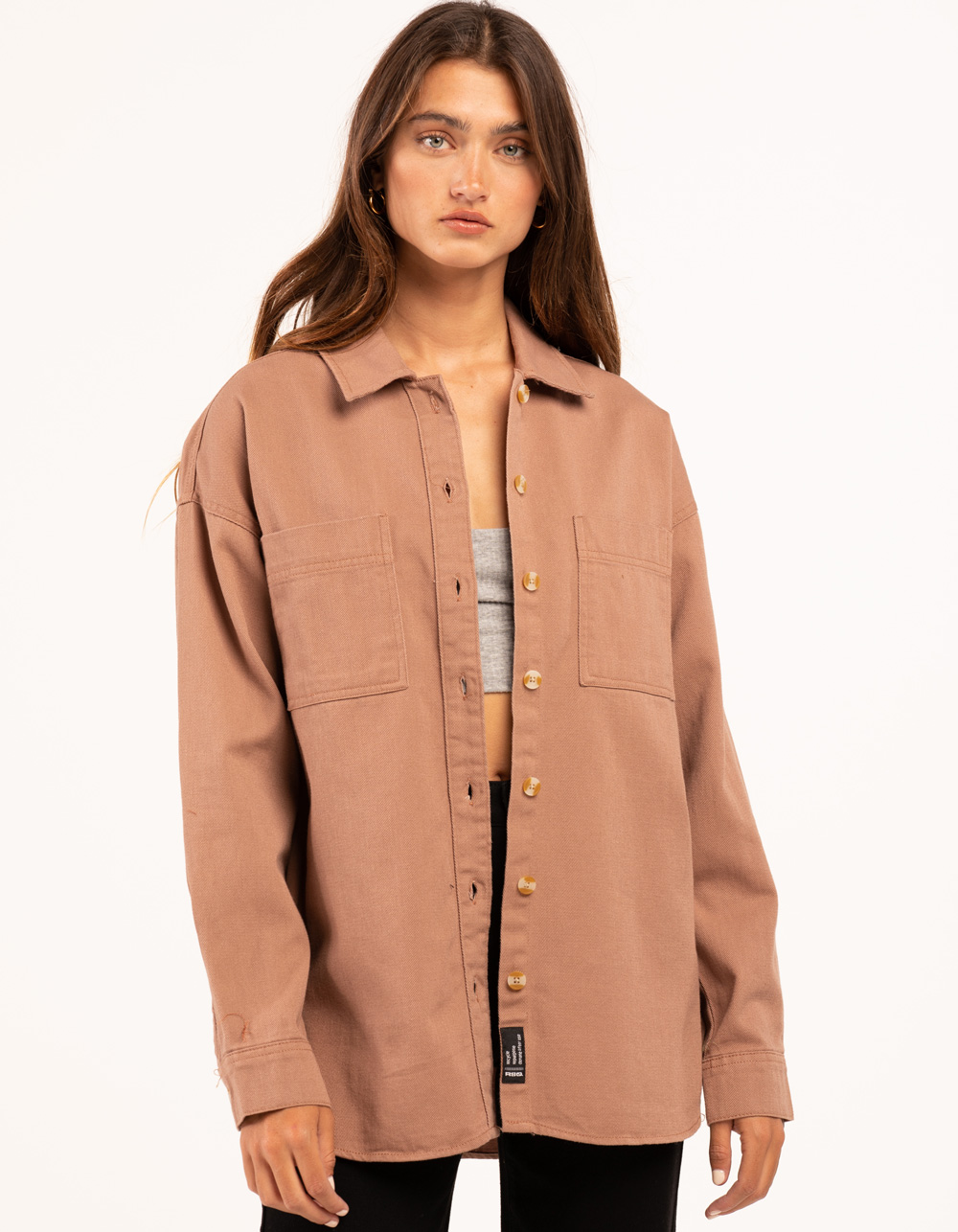 RSQ Womens Twill Shacket - TAUPE | Tillys