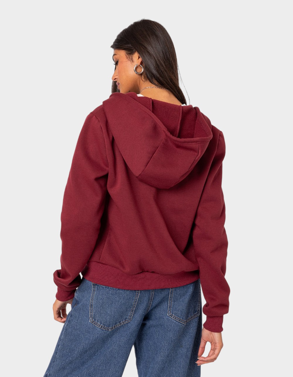 EDIKTED Avery Zip Up Hoodie - DK RED | Tillys