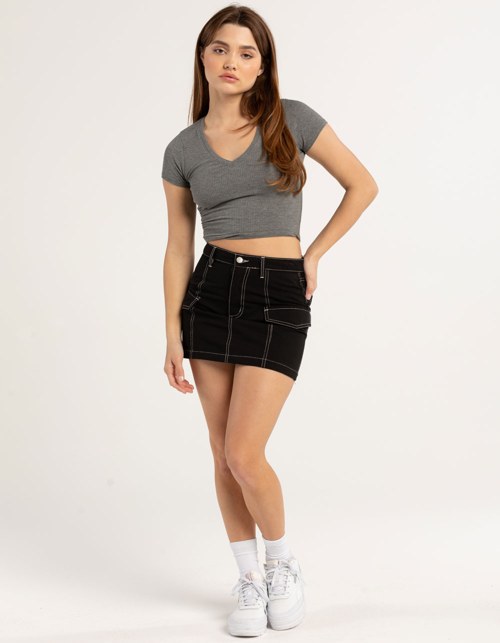 TILLYS V-Neck Rib Womens Tee - HEATHER GRAY | Tillys