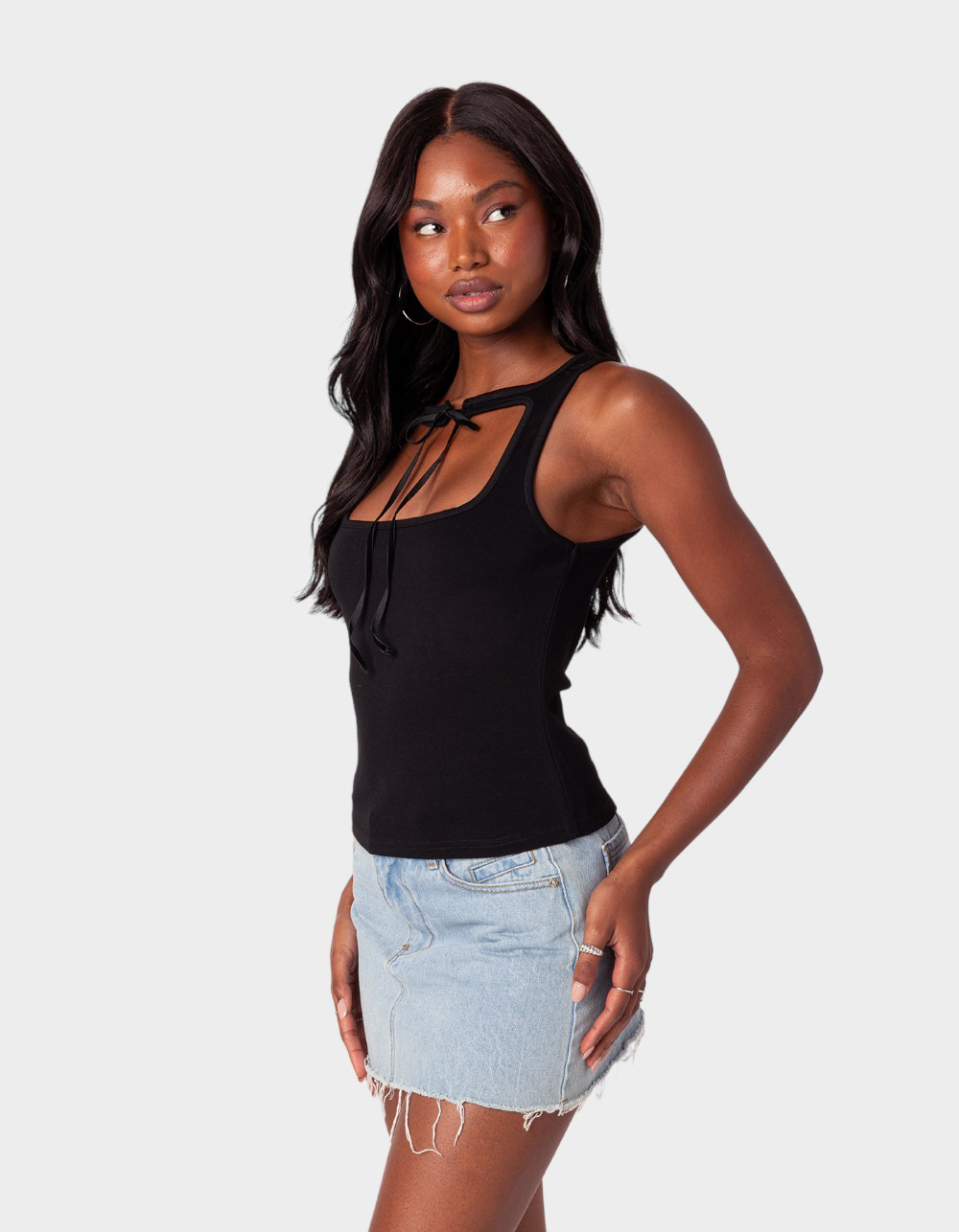 EDIKTED Isabetta Tie Front Womens Top - BLACK | Tillys