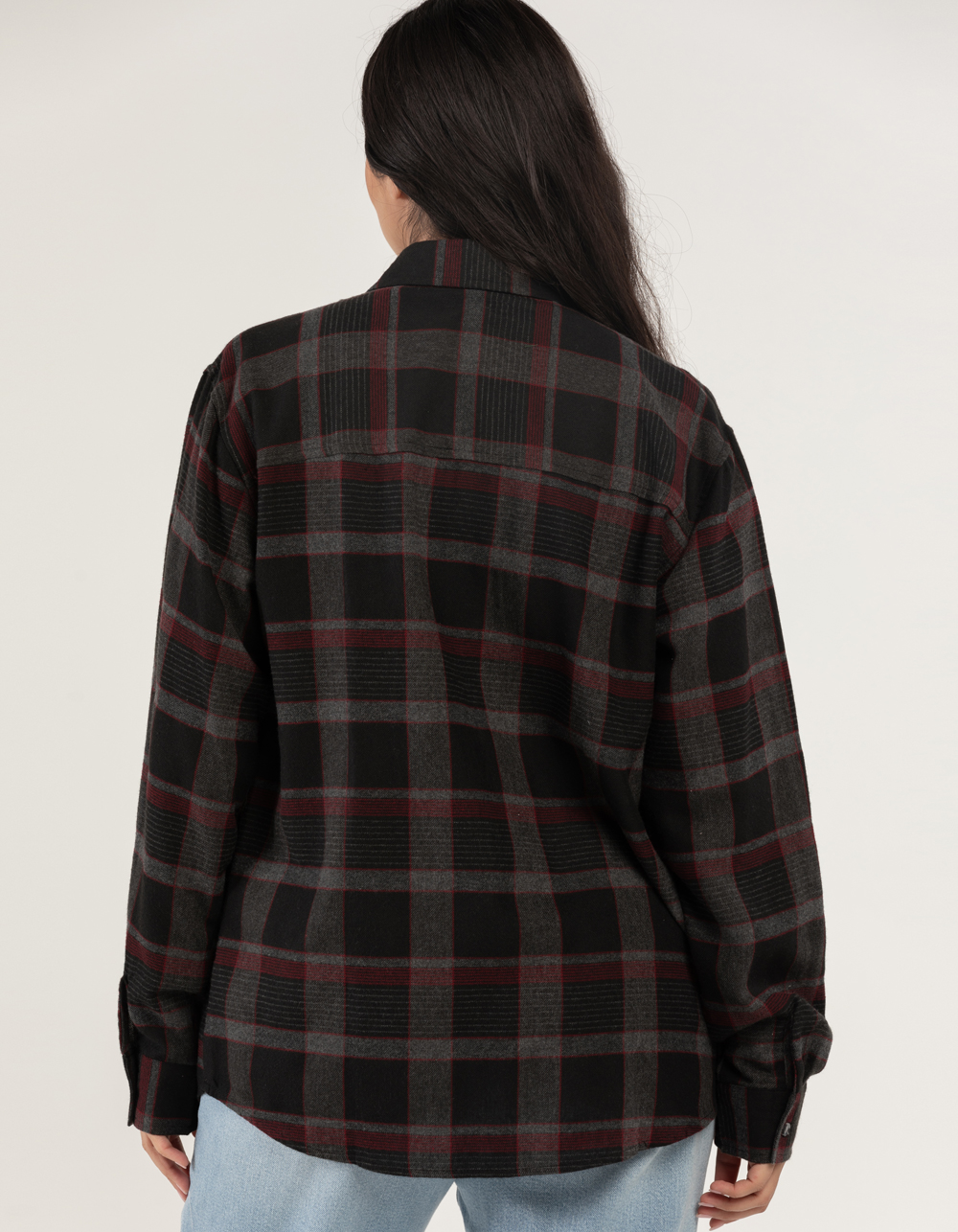 RSQ Womens Plaid Oversized Flannel - BLACK/BURGANDY | Tillys