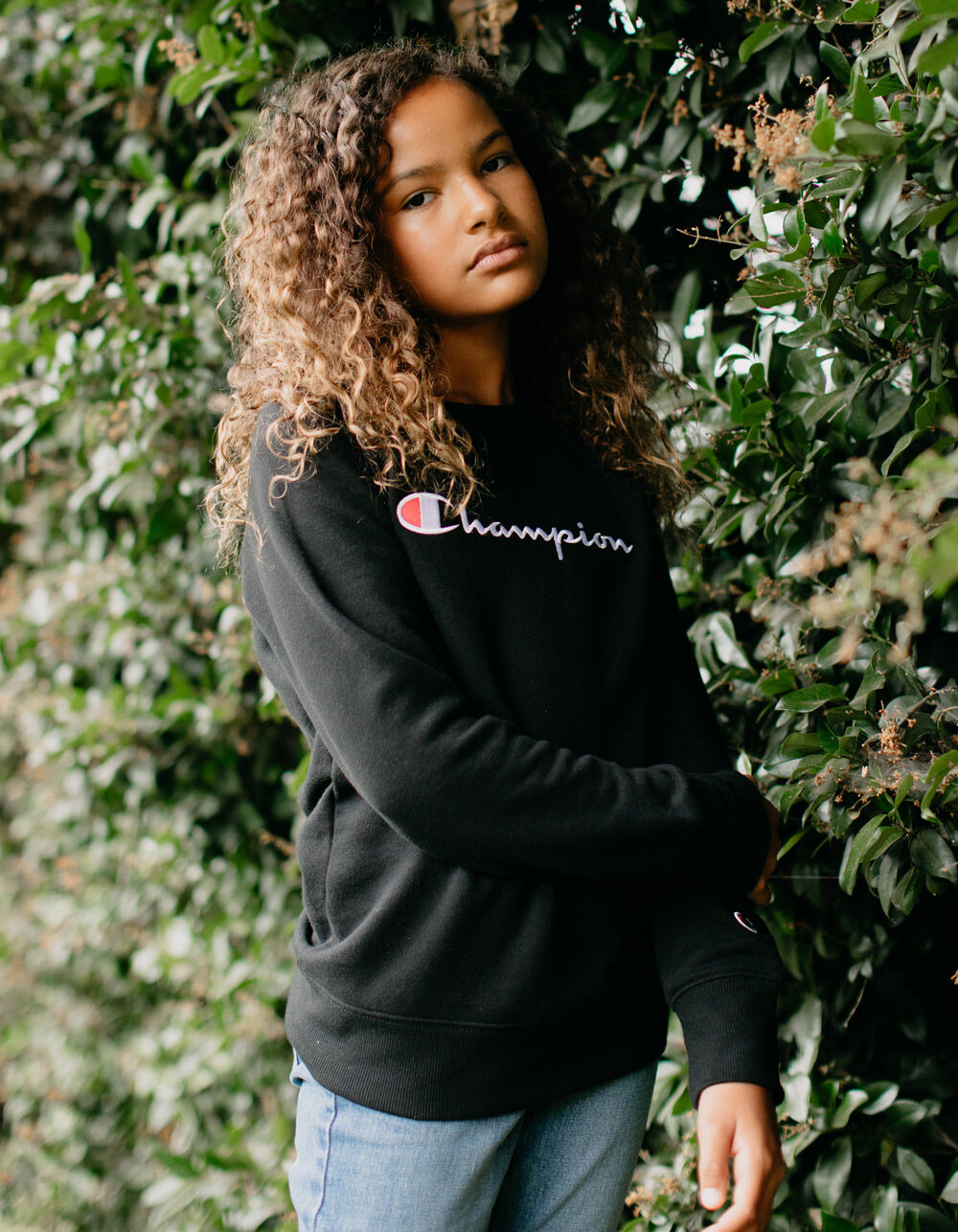 CHAMPION Raglan Black Girls Sweatshirt - BLACK | Tillys
