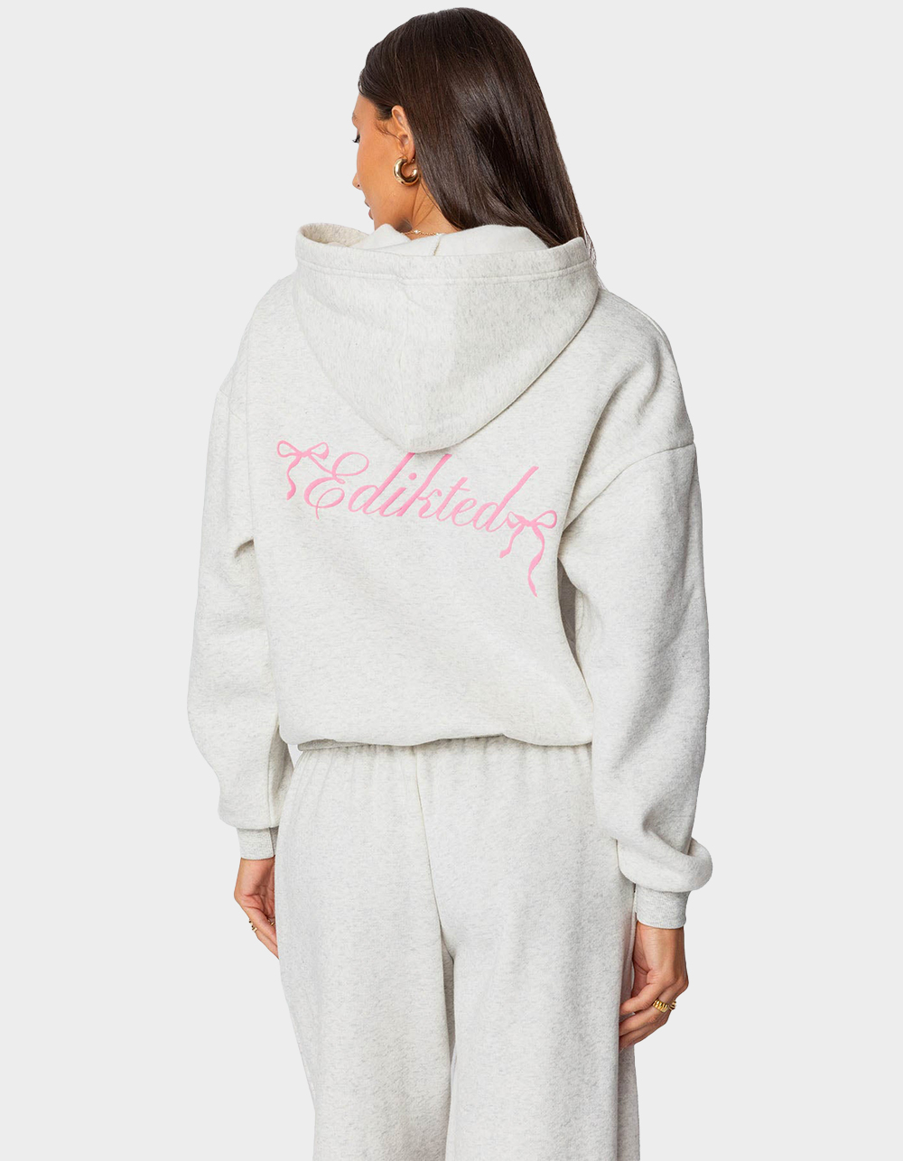 EDIKTED Sasha Bow Detail Hoodie - GRAY | Tillys