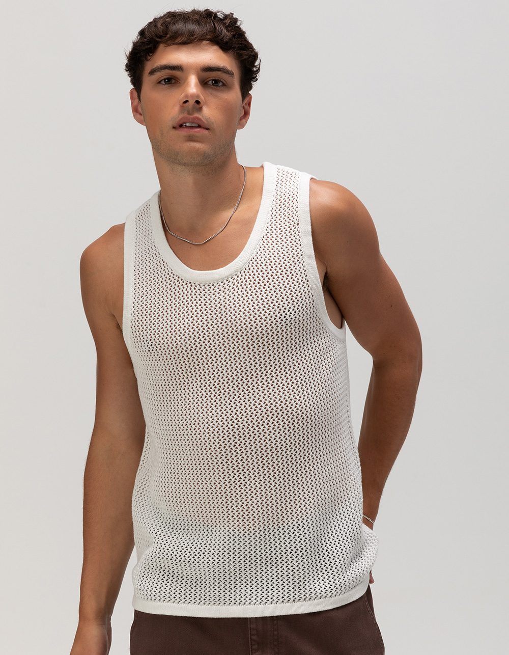 RSQ Mens Crochet Tank Top - OFF WHITE | Tillys